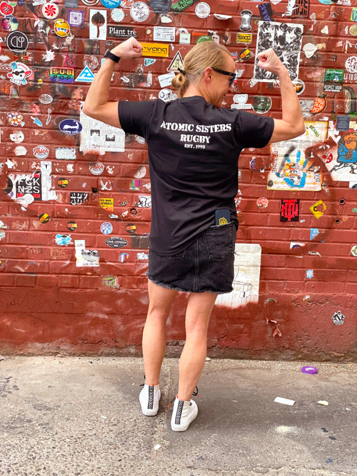 Atomic Sisters – Black Est 1993 T-Shirt – The Atomic Sisters Rugby Club