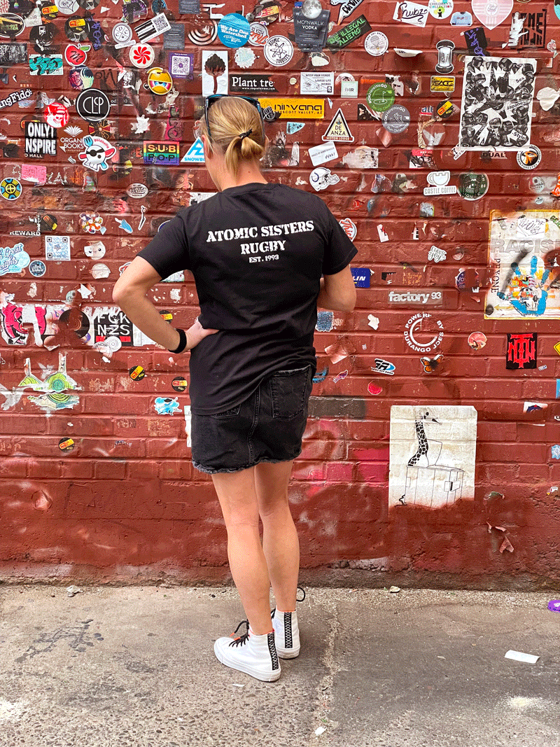 Atomic Sisters - Black Est 1993 T-Shirt - The Atomic Sisters Rugby Club